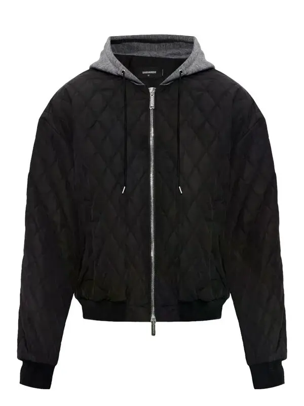 Dsquared2 Hooded Quilted Bomber Jacket - Black