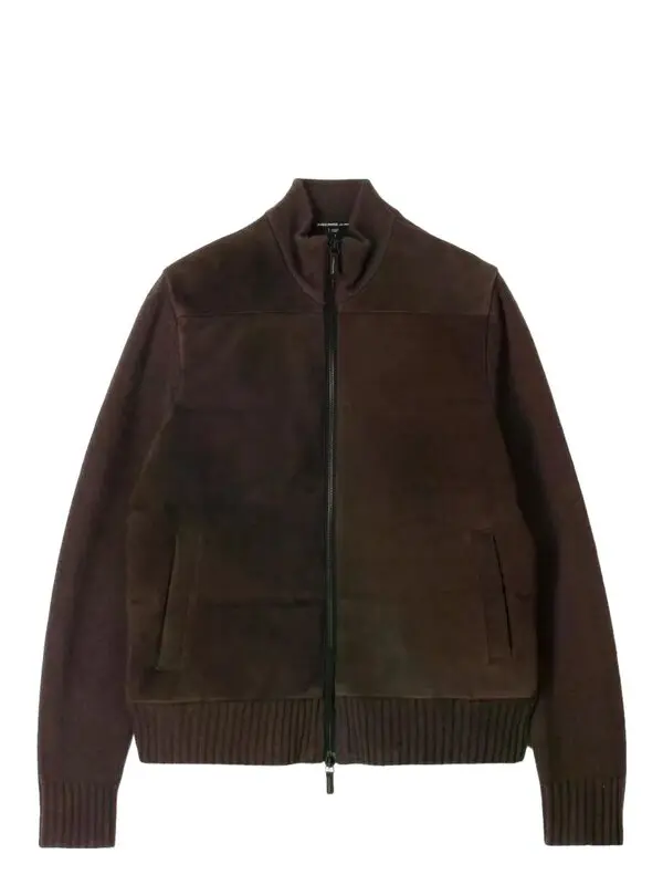JAMES PERSE Suede Zip-up Jacket - Brown