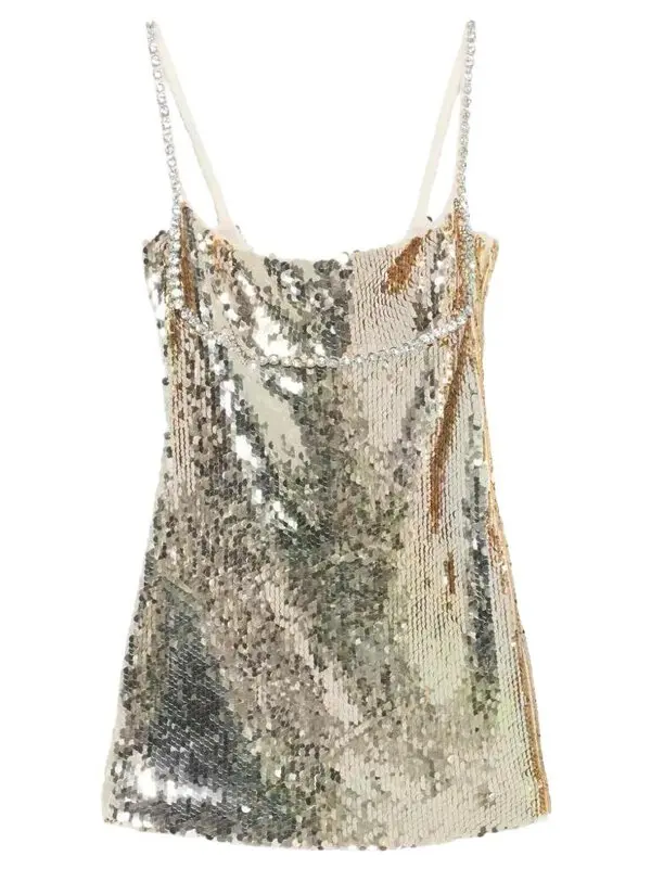 Retrofete Sequin Embellished Strappy Dress - Gold