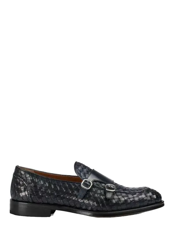 DOUCAL'S Woven Double-buckle Loafers - Blue