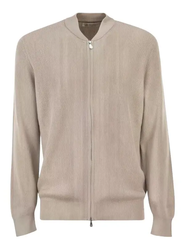 Brunello Cucinelli Zipped Cotton Cardigan - Neutrals