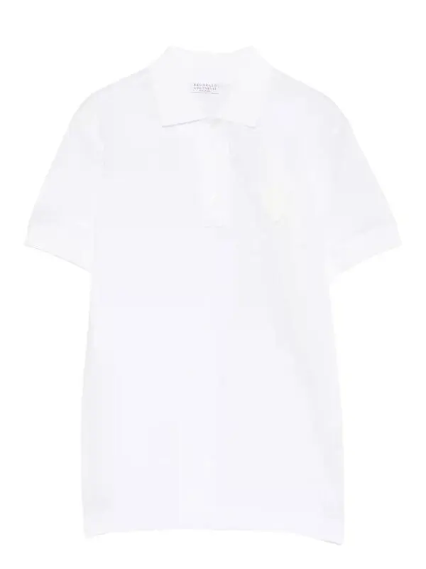 Brunello Cucinelli Appliqué Polo Top - White