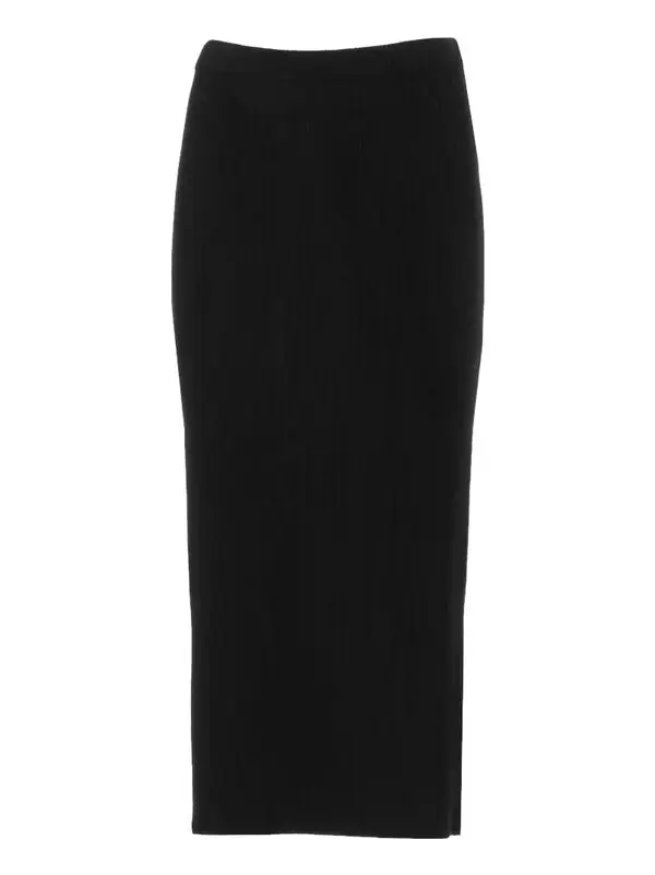 Antonelli Firenze Ribbed Knit Wool Skirt - Black