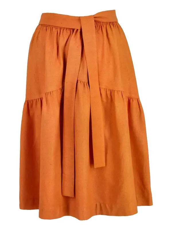 Saint Laurent Flared Midi Skirt - Orange