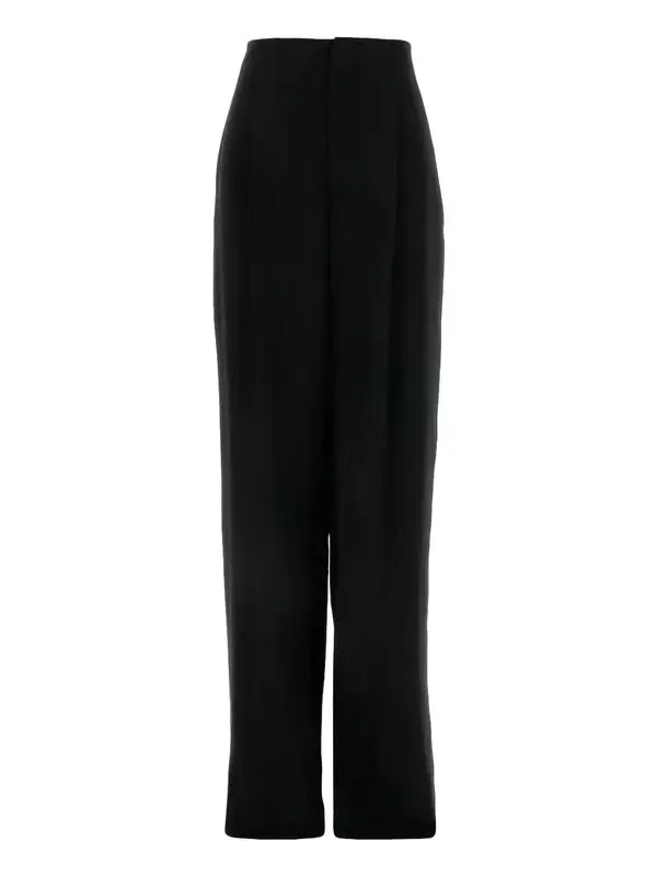 Saint Laurent Silk High-waisted Trousers - Black