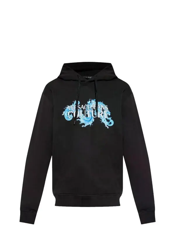 Versace Graphic-print Hooded Sweater - Black