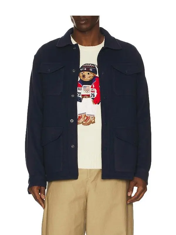 Polo Ralph Lauren Winter Olympics Boil Wool Double Knit Shirt In . Also - Blue
