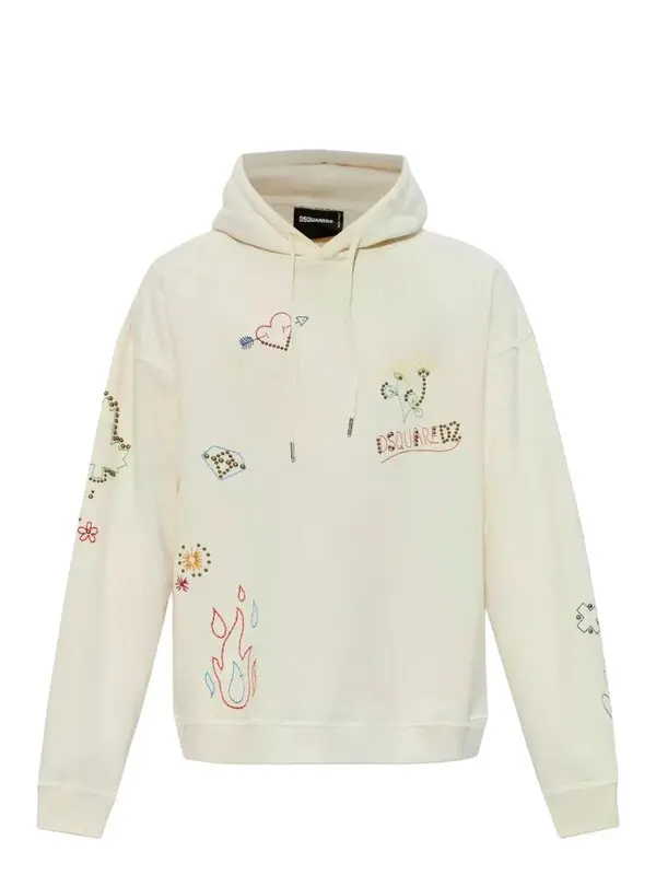Dsquared2 Embroidered Hooded Sweater - Neutrals
