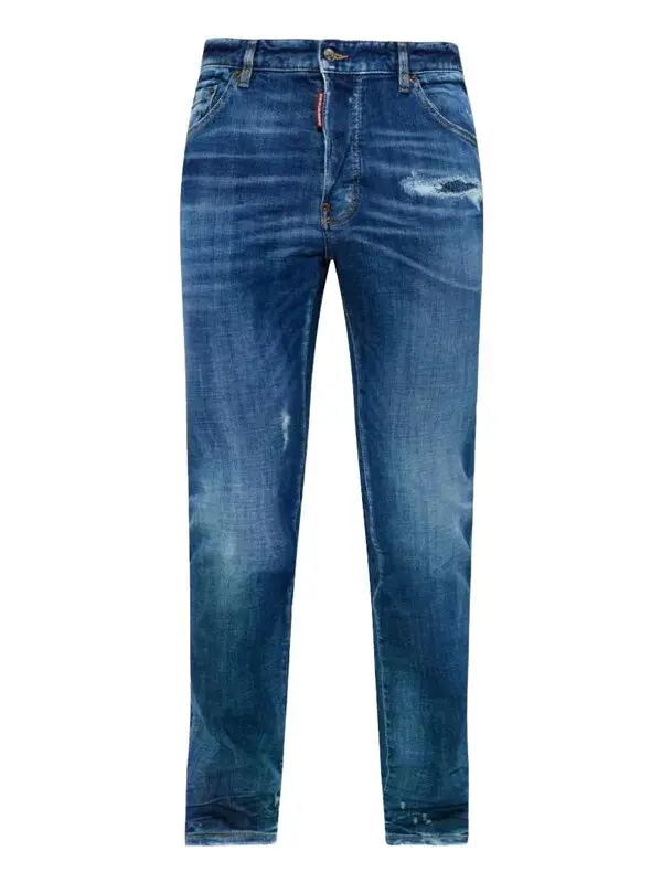 Dsquared2 Distressed Straight Leg Jeans - Blue