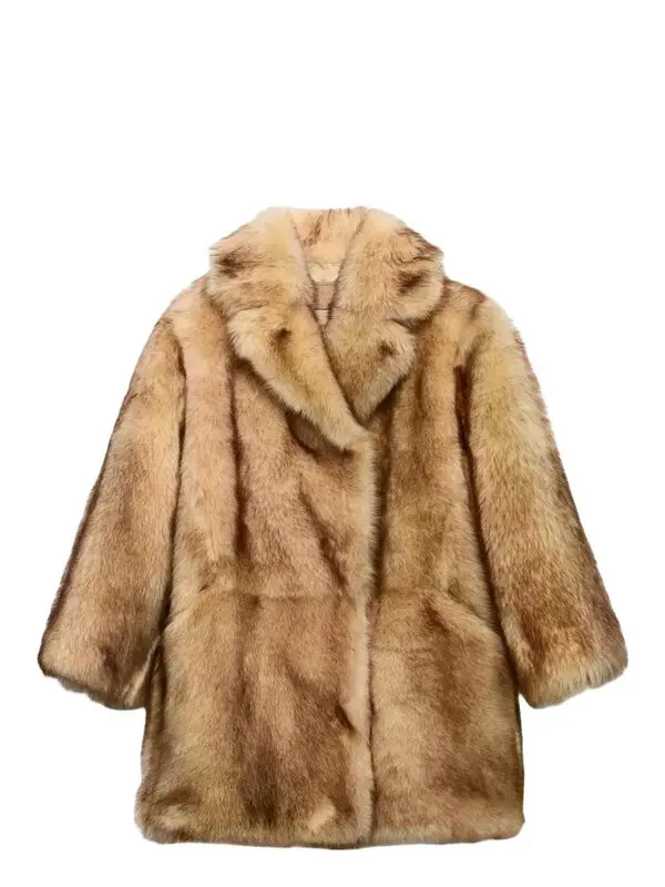 Prada Shearling Caban Coat - Brown
