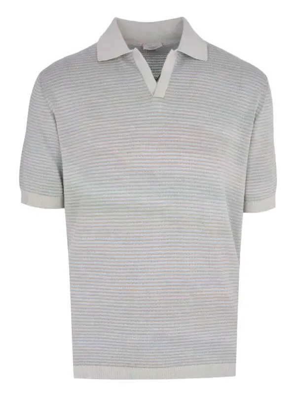 Agnona Knitted Striped Polo Shirt - Blue