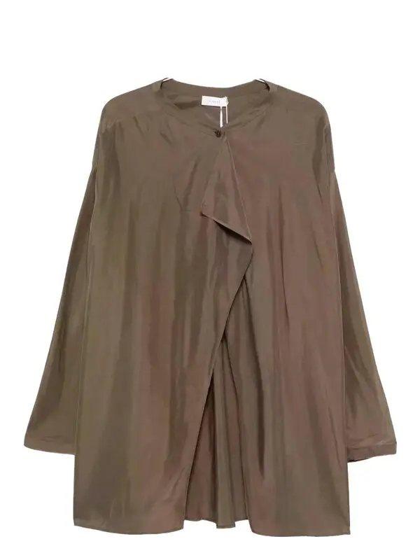 RUOHAN Noro Collarless Drape Shirt - Green