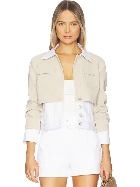 Cinq À Sept Layered Denim And Suiting Jacket - Beige