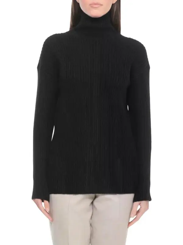 Antonelli Firenze Roll Neck Ribbed Sweater - Black