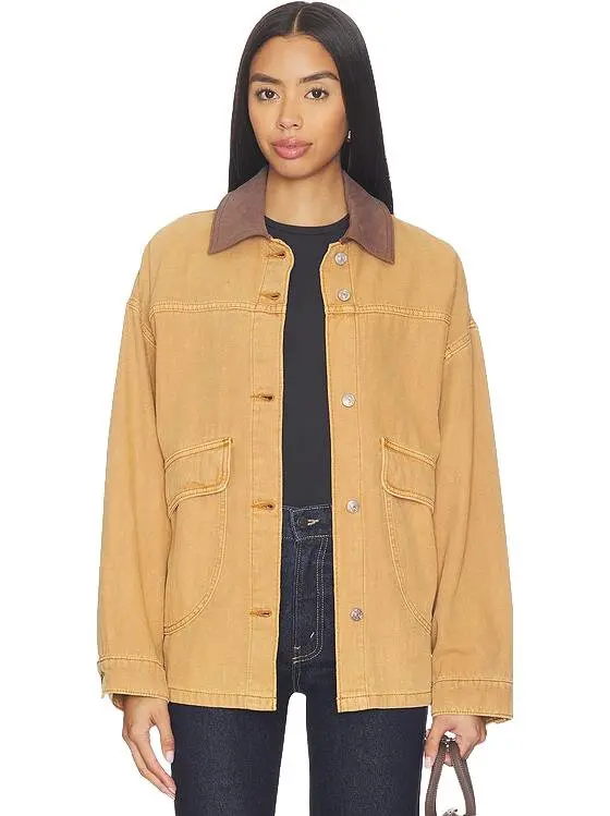Free People We The Free Lemon Denim Jacket - Orange