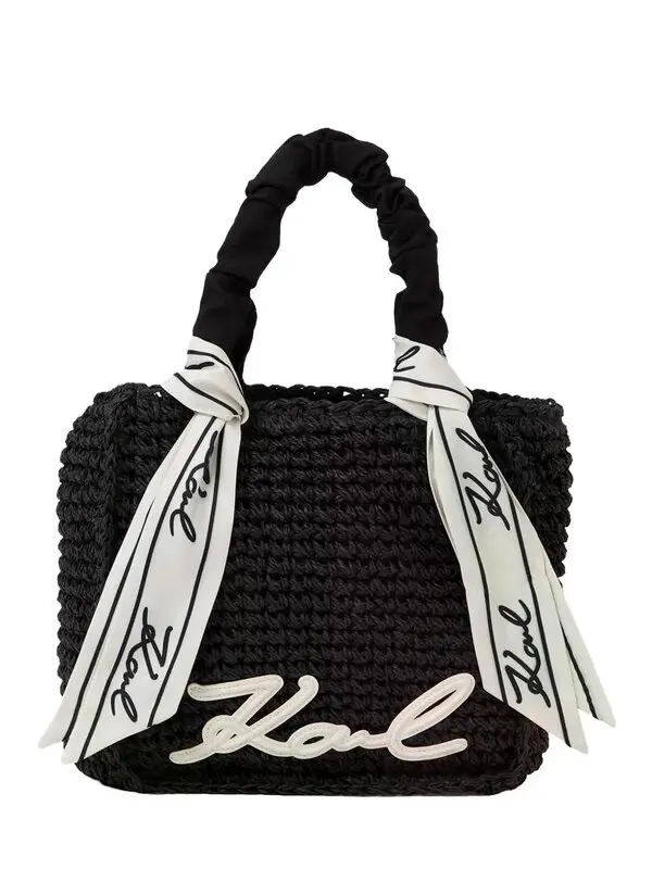 Karl Lagerfeld Signature Scarf Beach Bag - Black