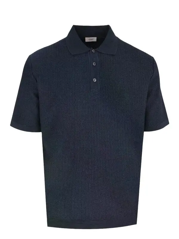 Agnona Jacquard Knitted Polo Shirt - Blue
