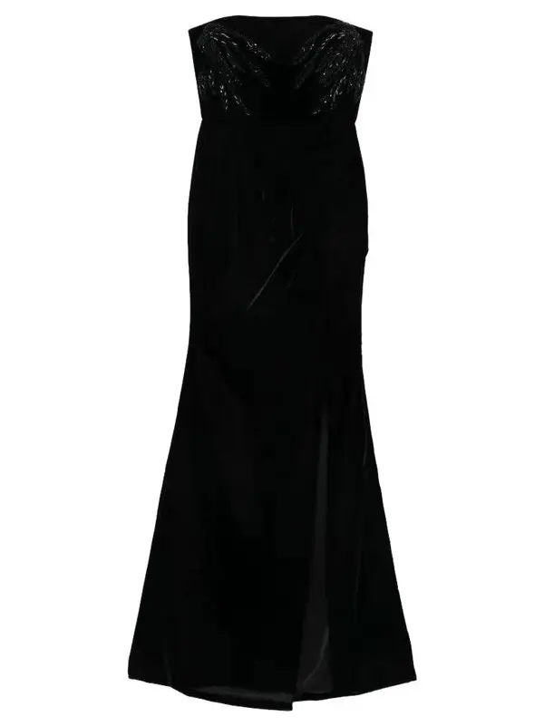 M.MARQUISE Embellished Slit Dress - Black