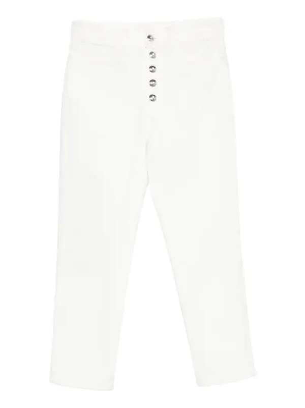 DONDUP Buttoned Denim Tapered Leg Jeans - White