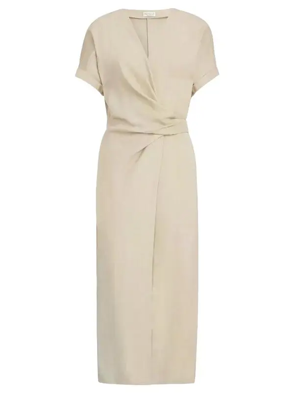 Brunello Cucinelli V-neck Wrap Dress - Neutrals