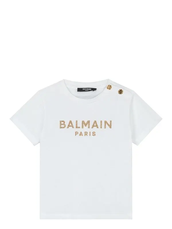 Balmain T-shirt With Logo And Button Detail - White