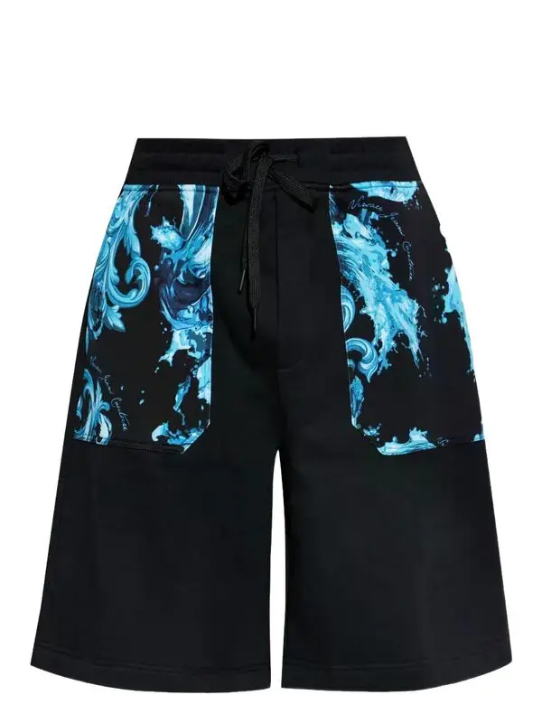 Versace Print Drawstring Shorts - Black