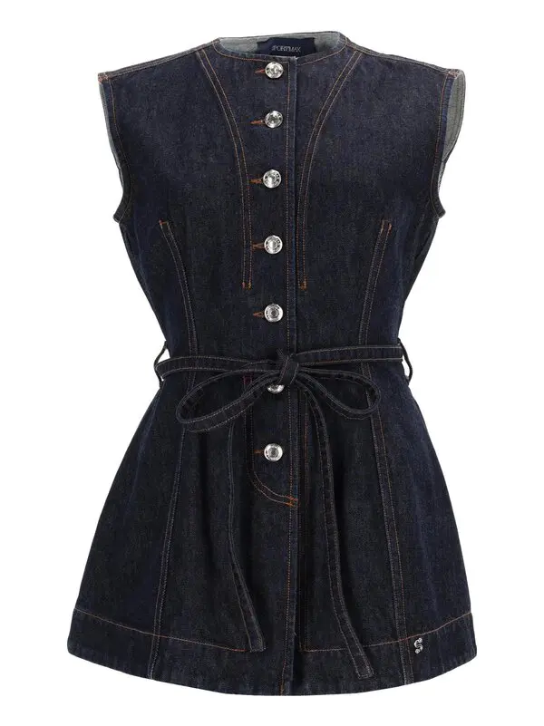 Sportmax Denim Sleeveless Top - Blue