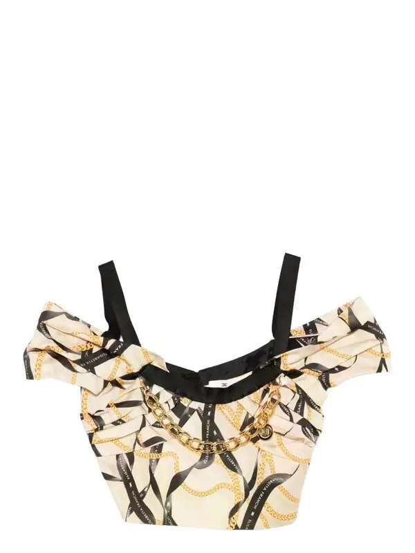 Elisabetta Franchi Chain Print Top - Neutrals