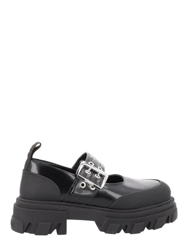 GANNI Ballerina With Logo Buckle - Black