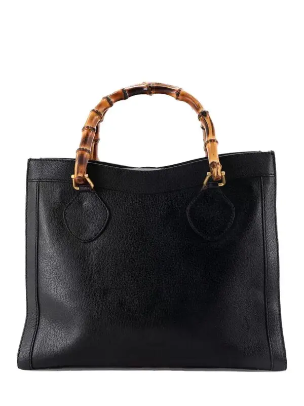 Gucci Bamboo Handle Leather Large Tote Bag - Black