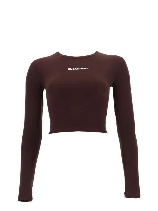 JIL SANDER Cropped Top With Logo - Brown
