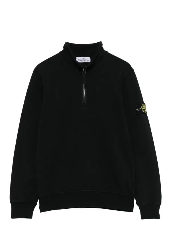 Stone Island Polo Shirt With Half-zip Closure - Black