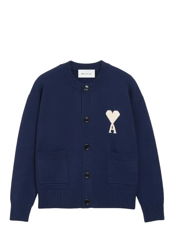 Ami Cardigan With Logo - Blue