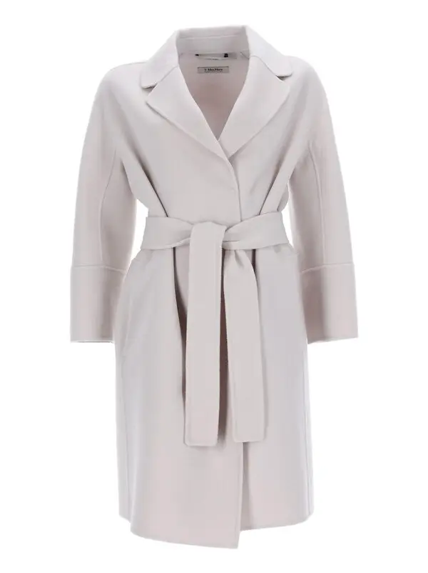 Max Mara Wool Coat With Belt - Ivory