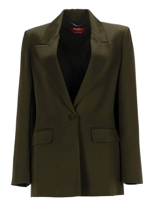 Max Mara Blazer In Envers Satin - Green