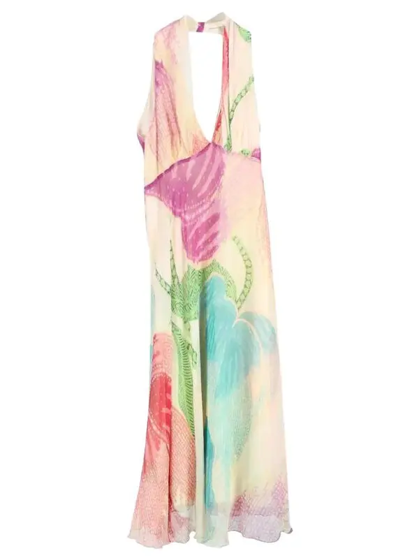 Diane Von Furstenberg Halter Printed Midi Dress - Neutrals