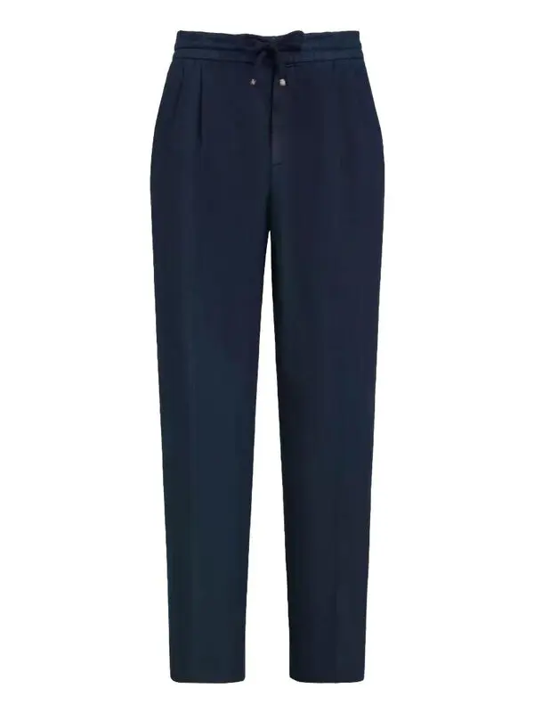 Brunello Cucinelli Garment-dyed Linen Gabardine Trousers - Blue