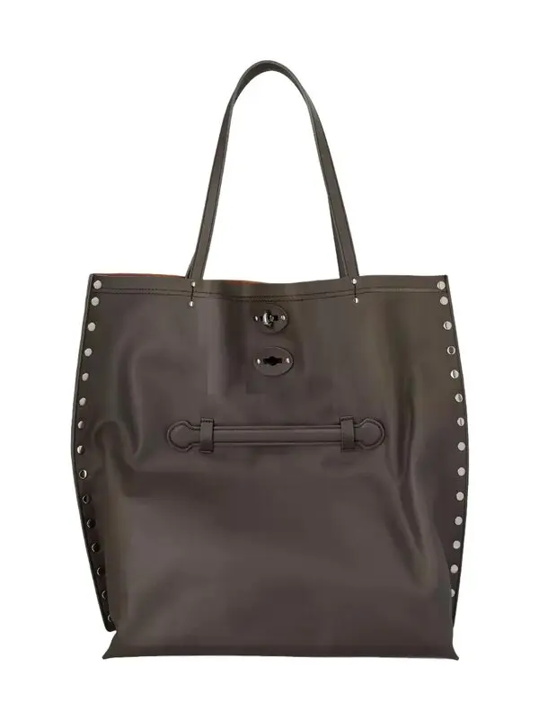 ZANELLATO Saeta Studded Leather Tote Bag - Grey