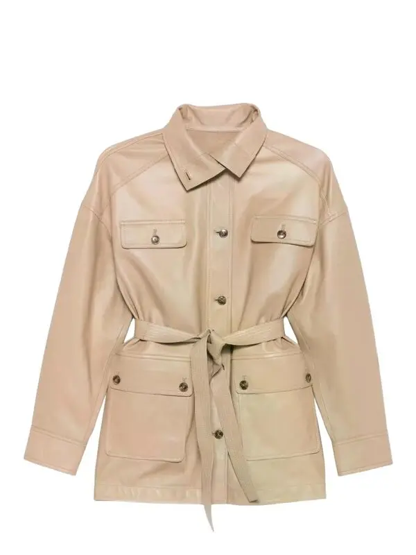 YVES SALOMON Buttoned Belted Jacket - Neutrals