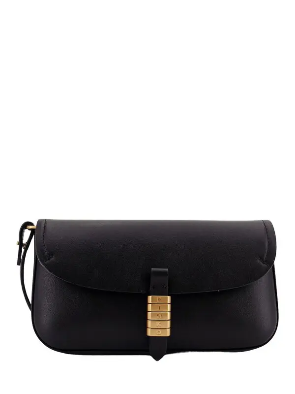 Pinko Saddle Leather Crossbody Bag - Black