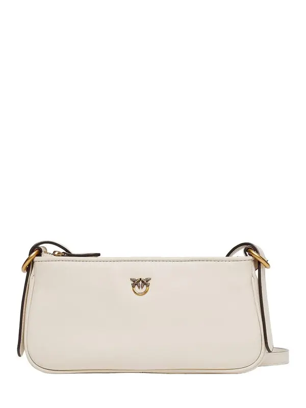 Pinko Mini Half Moon Leather Crossbody Bag - White