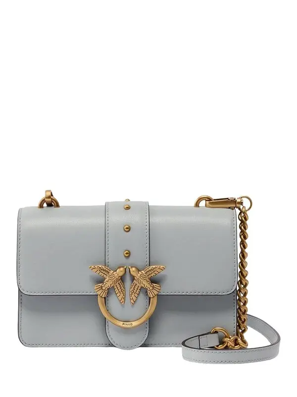Pinko Love One Mini Leather Crossbody Bag - Grey