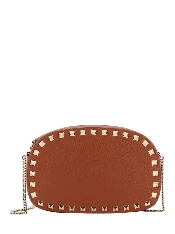 Valentino Garavani Rockstud Leather Shoulder Bag - Brown