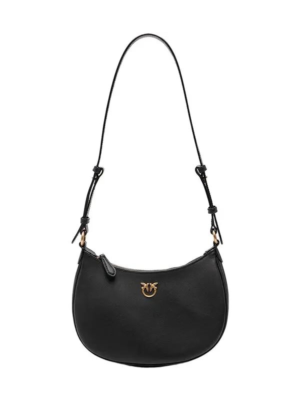 Pinko Half Moon Mini Leather Shoulder Bag - Black