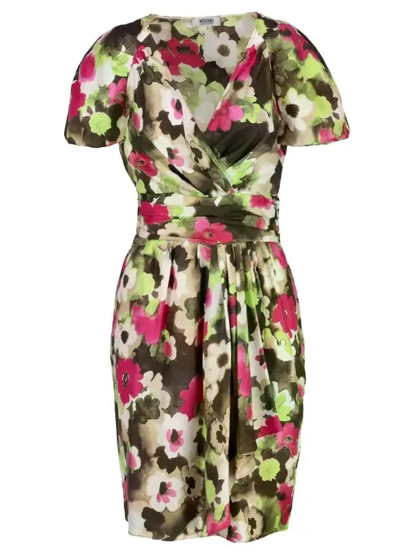 Moschino Floral V-neck Mini Dress - Brown