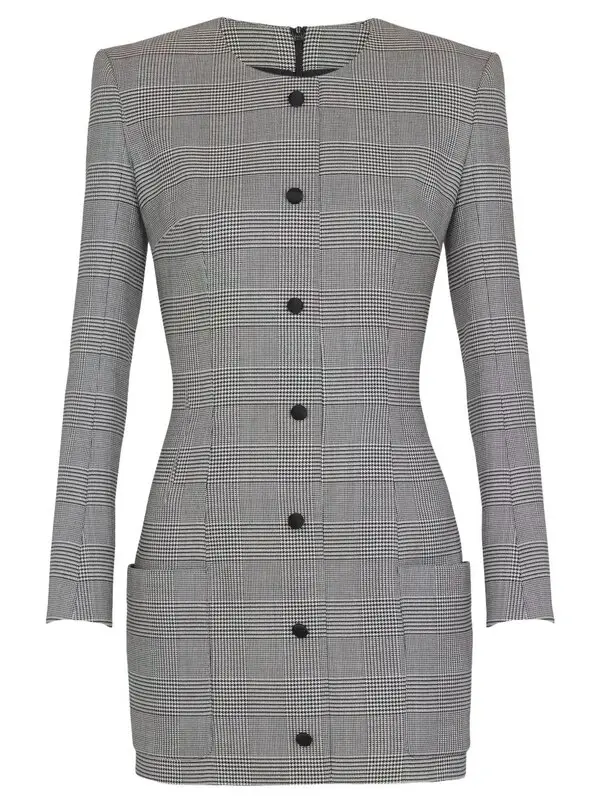 Balmain Prince Of Wales-check Dress - Grey