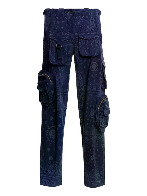 Agua Bendita Lisina Paisley-print Cargo Trousers - Blue