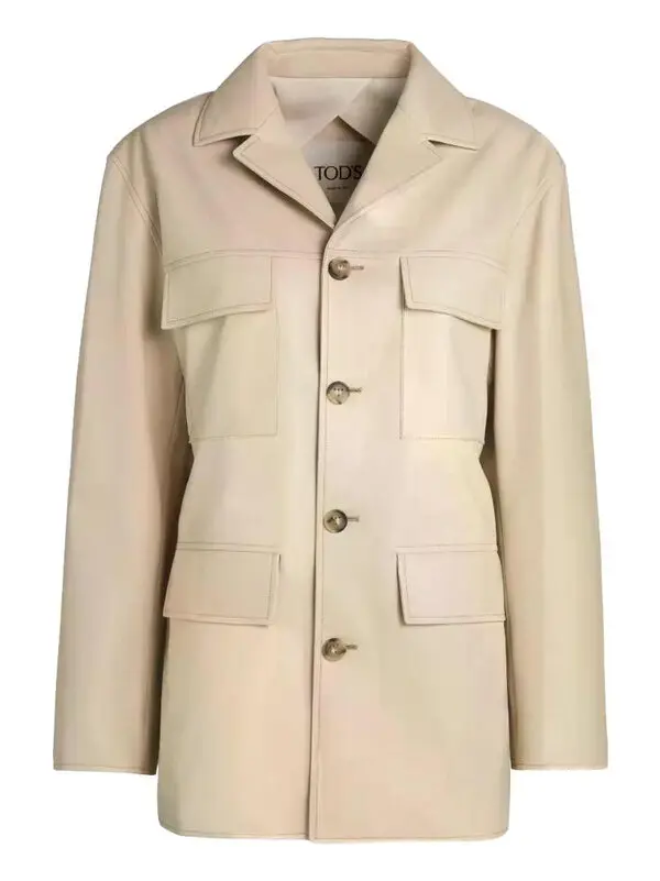 TOD'S Leather Flap-pocket Jacket - Neutrals