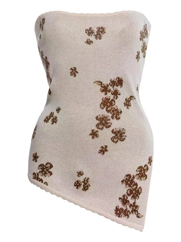 Agua Bendita Shantal Floral-print Top - Neutrals