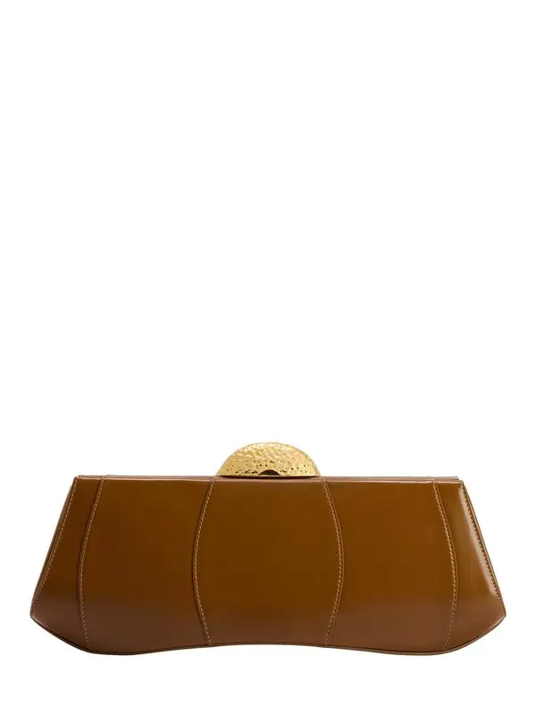 GIUSEPPE ZANOTTI Leather Clutch Bag With Chain Strap - Light_brown